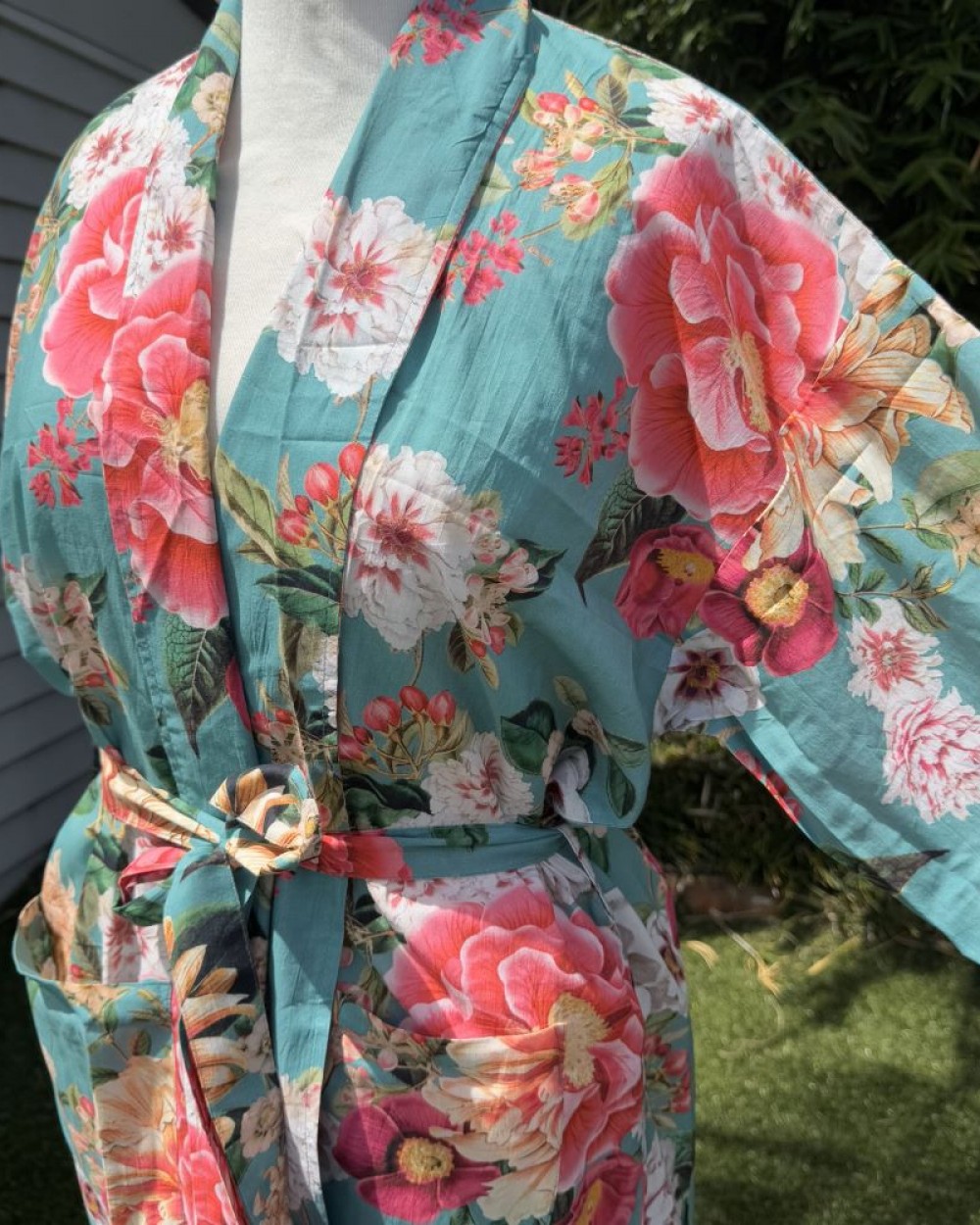 Floressents Fleur kimono robe lagoon