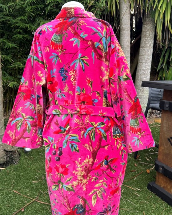 Hot Pink Paradise velvet Kimono