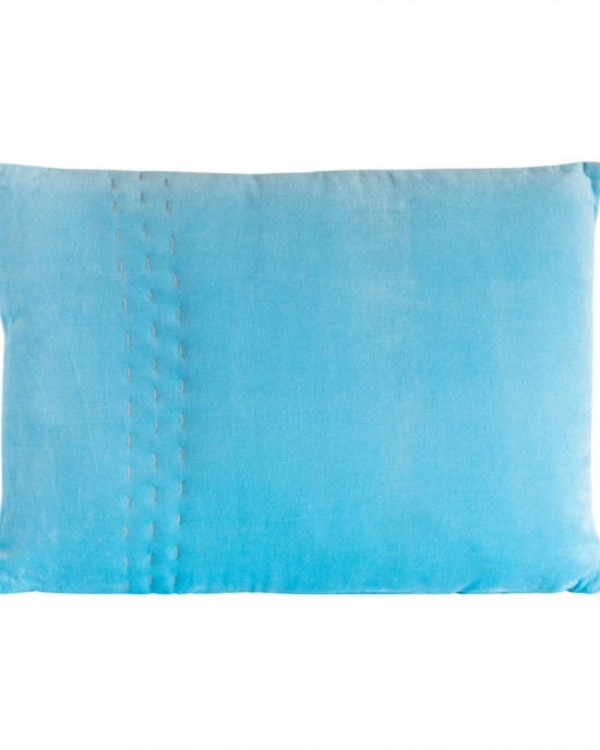 Sky Blue Velvet Hand Stitched Cushion